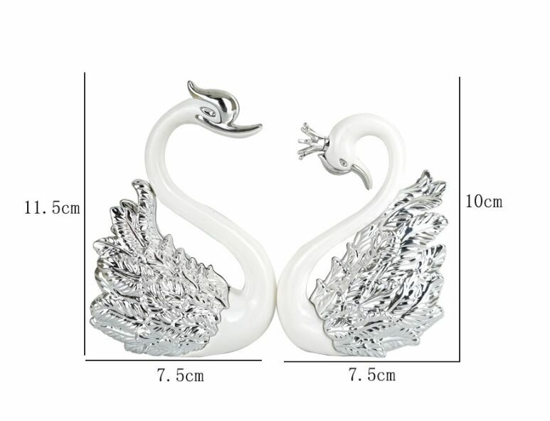 Статуэтка "Мини-лебеди", пластик, серебристый цвет, 7.5х11.5 см