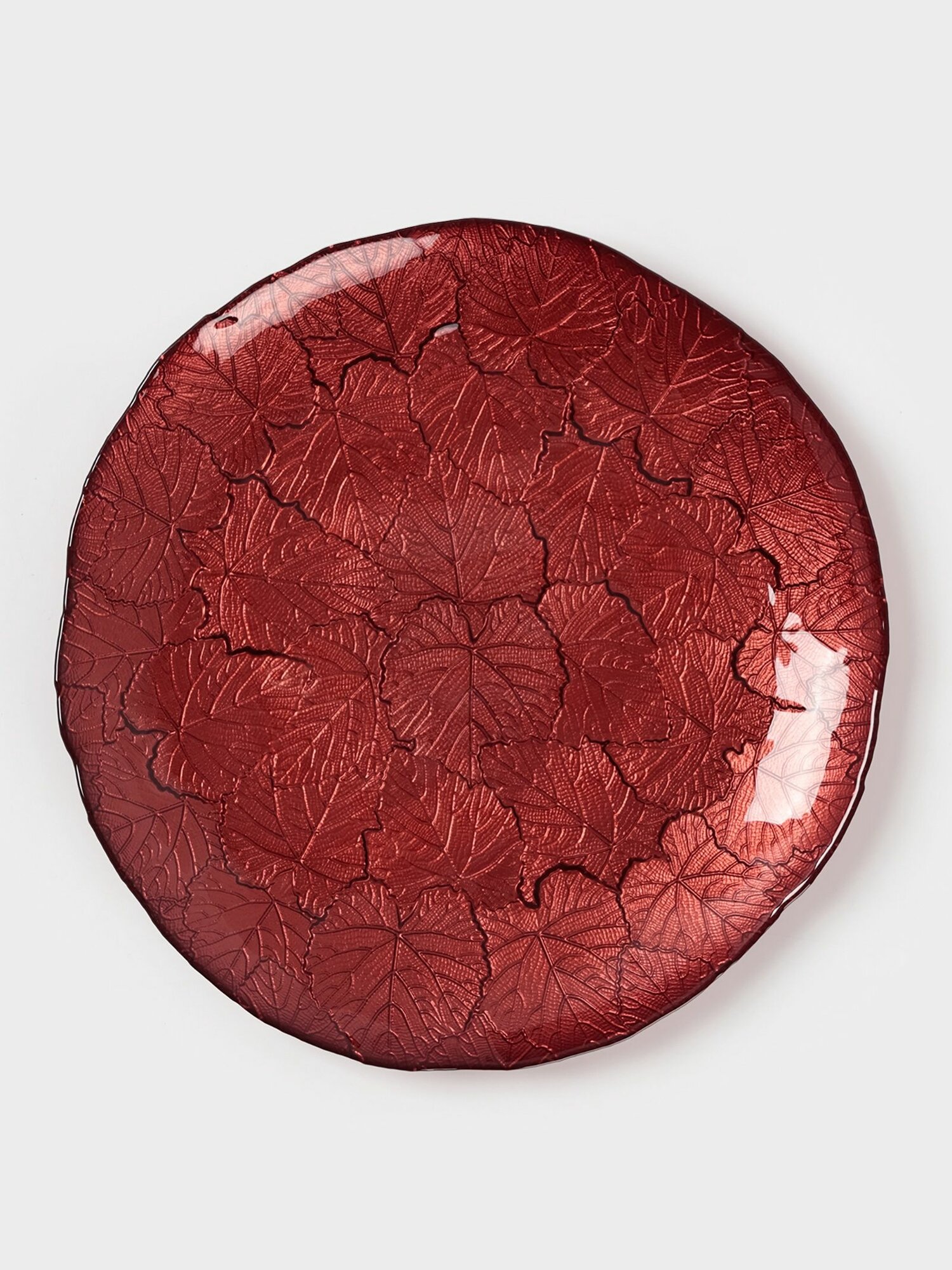 Тарелка краски осени , d 28 см, стекло, красная