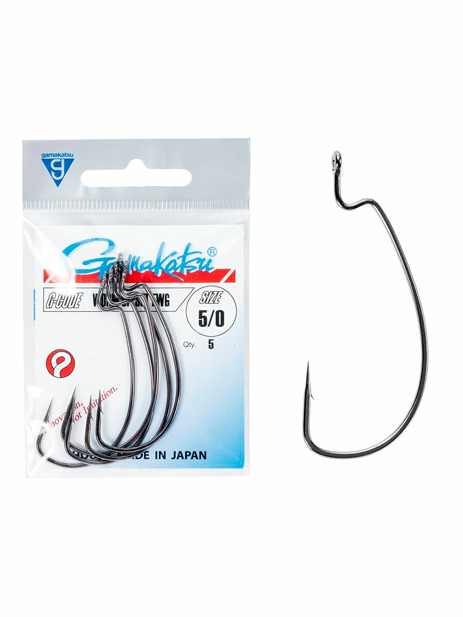 Крючки офсетные Gamakatsu Worm OFFSET EWG HOOKS BLACK размер 5/0 (упк.5шт.)