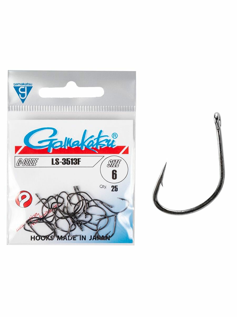 Крючки Gamakatsu LS-3513F HOOKS BLACK размер 06 (упк.25шт.)