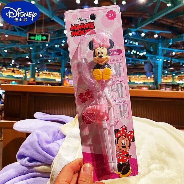 Палочки для еды Disney Stitch Baby, детские, аниме, набор палочек для еды, ложек и вилок для упражнений, фигурки Микки и Минни, палочки для еды, ложки и столовые приборы