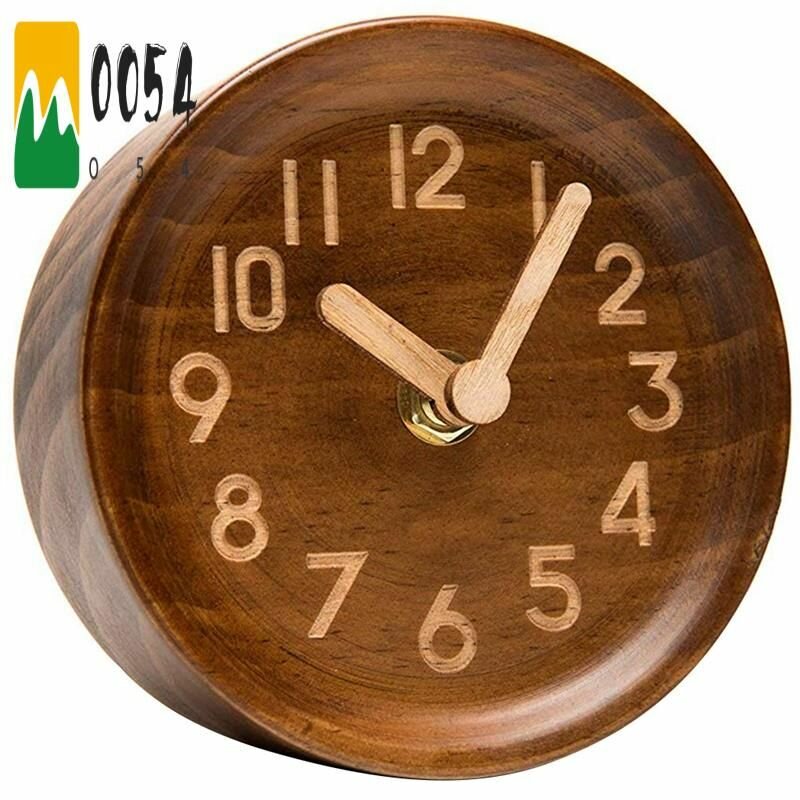 (J M B W) Деревянные настольные и аналоговые часы из натуральной сосны (темной) - батарея работает с точным бесшумным механизмом подметания