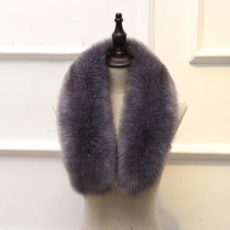 Qearlstar Женщины зимняя шарф фальшивый лисий мех Оятник 50/60/70/80/90 см куртки мех отделки Роскошные шарфы Пальто декор шаль мужчины шарф YT01,1,180, искусственный мех,18,70, темно-серый