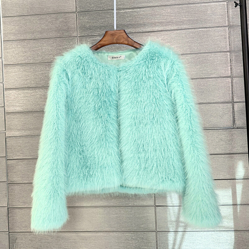 Пальто из искусственного тосканского меха Toca в корейском стиле, однотонное женское короткое пальто