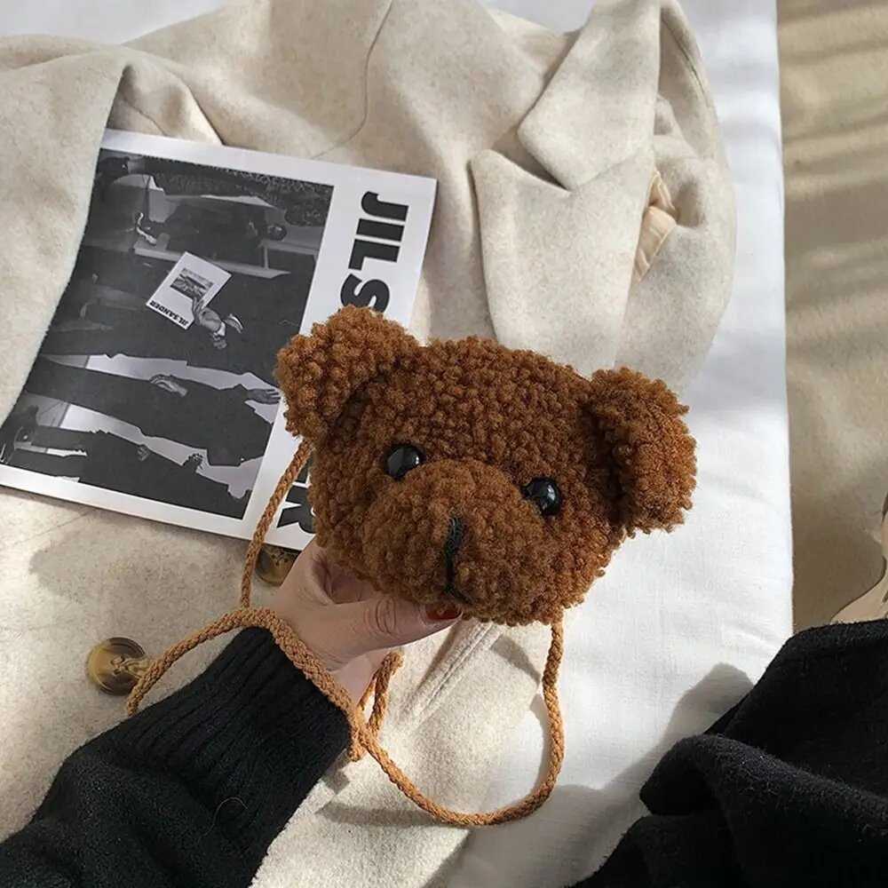 Симпатичная плюшевая сумка для плеча для детей, детские мультфильм, мессенджеры сумки Kawaii плюшевые кошельки маленькие девочки, чучела животных рюкзак, brown, SKU02881