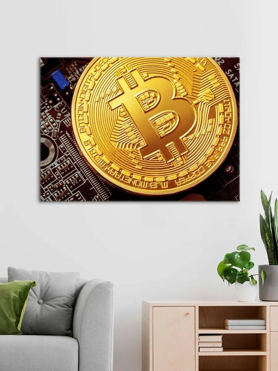 Картина на стену "Биткойн BTC", 40х30 см
