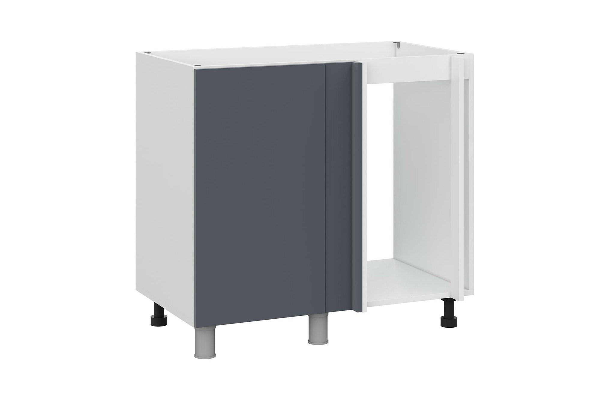 Шкаф нижний угловой под мойку Нонтон Монора, 90х50х82 см, белый / каменный графит