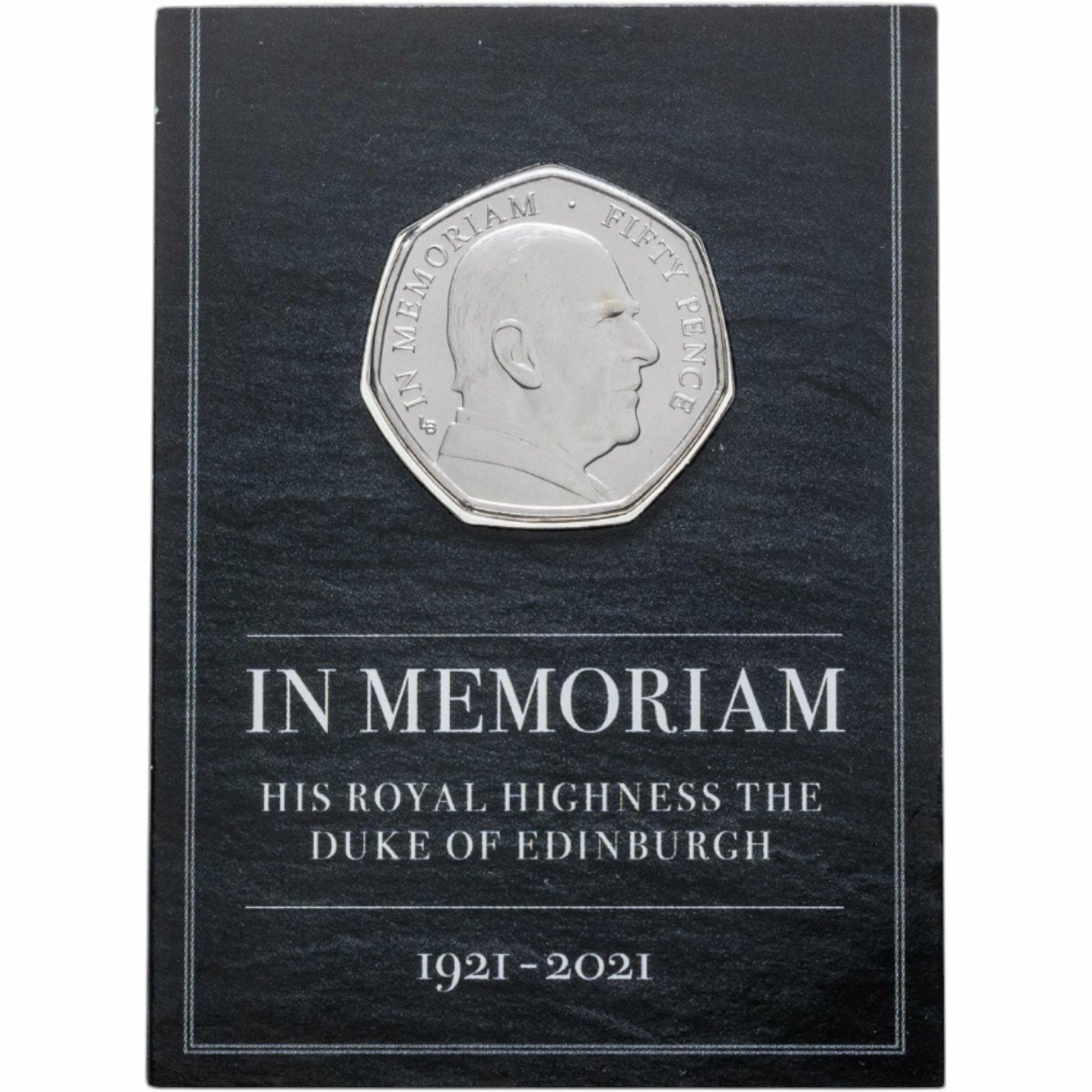 Остров Мэн 50 пенсов 2021 В память о Принце Филиппе в буклете, Мельхиор медь-никель, в сохранности BUNC