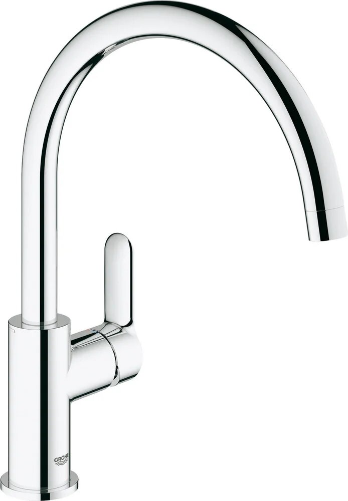 Смеситель для кухни Grohe BauEdge 31367000 с поворотным изливом, хром, глянцевый, однорычажный, латунный, с керамическим картриджем