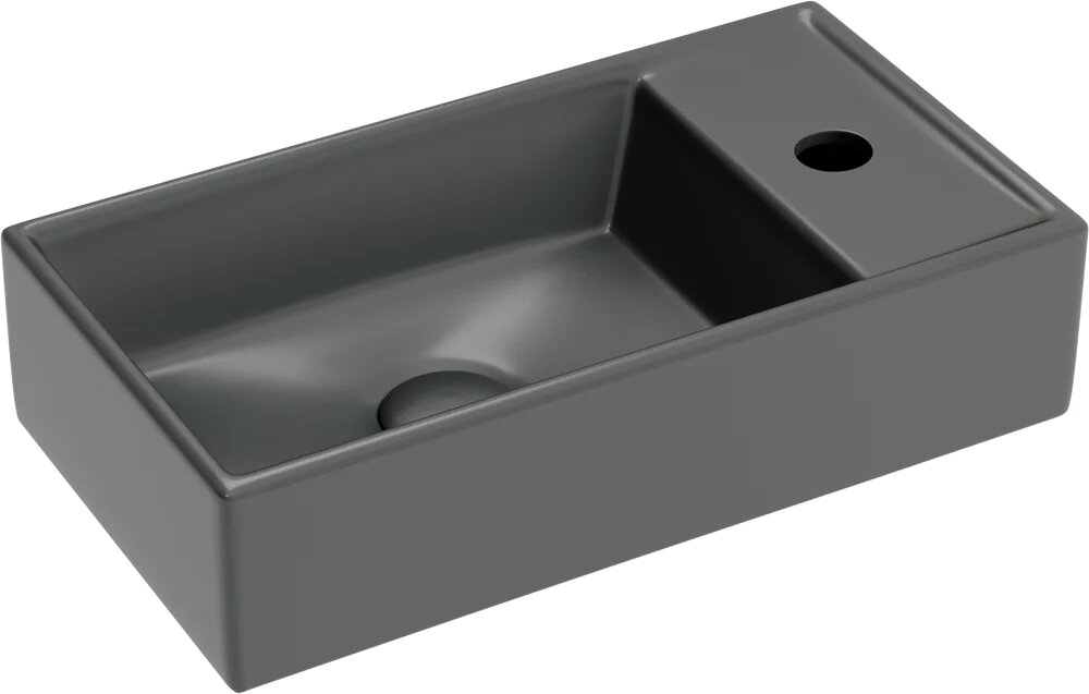 Раковина маленькая в туалет Ceramicanova Element CN6051LMDH 41 мини, подвесная, серая, черная, матовая, раковина для ванной фарфоровая, прямоугольная
