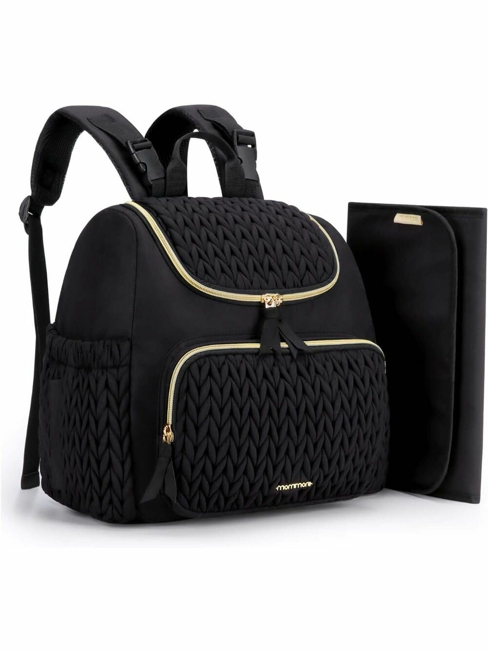 Стильный маленький рюкзак для подгузников Mommore с утепленными карманами, пеленальным столиком и ремнями для коляски