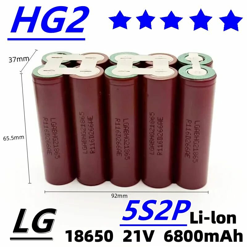 18650 Зарядные литиевые 18V / 21V 5S2P 6000 - 7000 мАч электрические отверточные батареи=v=