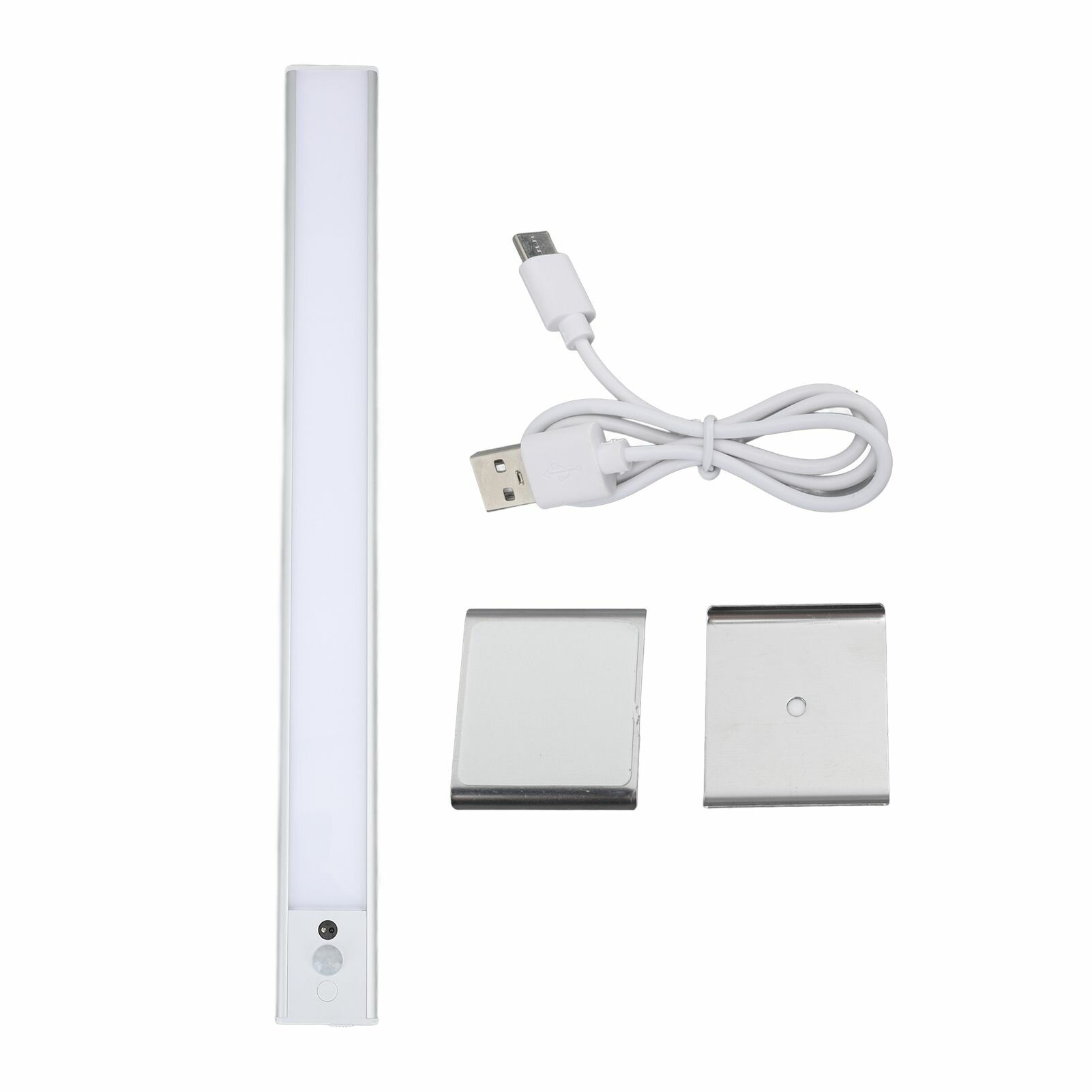 Светодиодный светильник под шкафчиком, перезаряжаемый, с датчиком движения, магнитное крепление для кухонного шкафа, серебристый