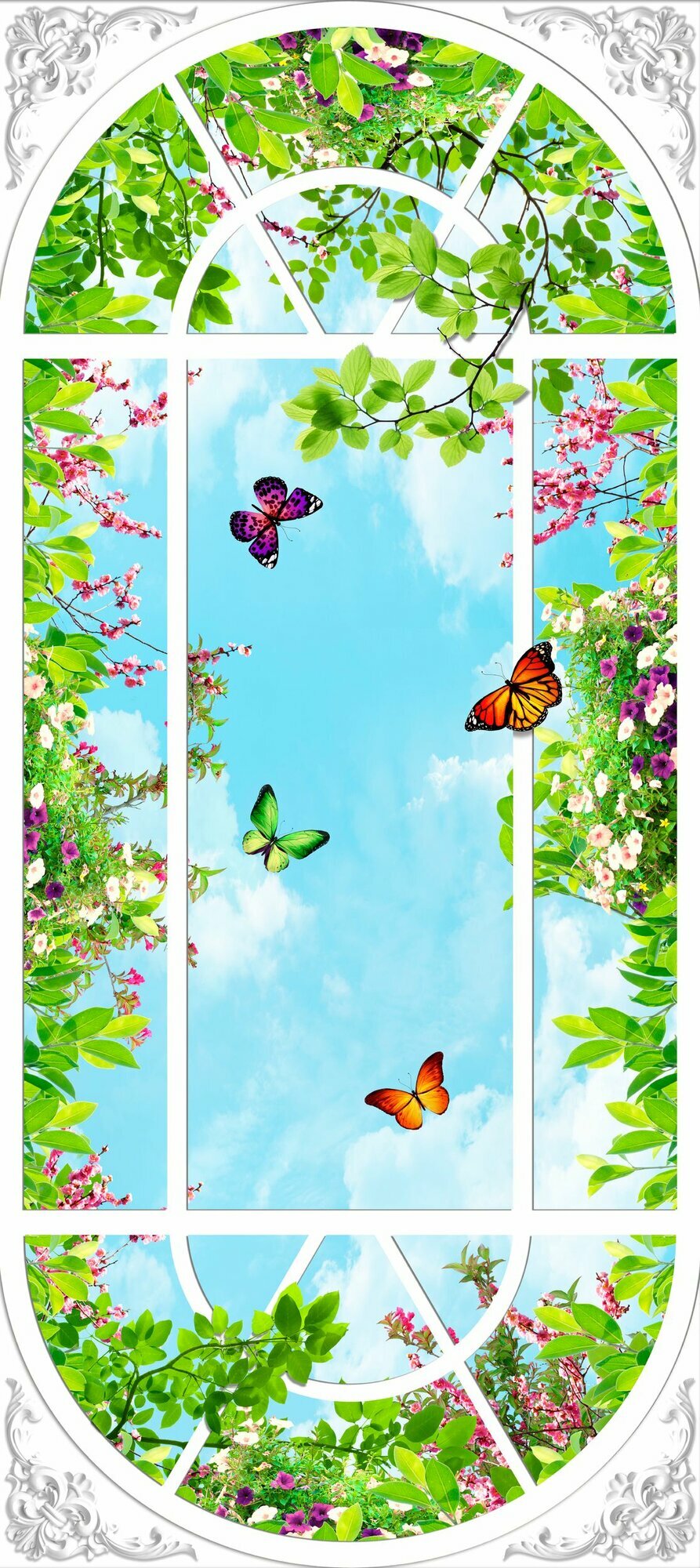 Фотообои Уютная стена "Весна за окном" 120х270 см Бесшовные Премиум (единым полотном)