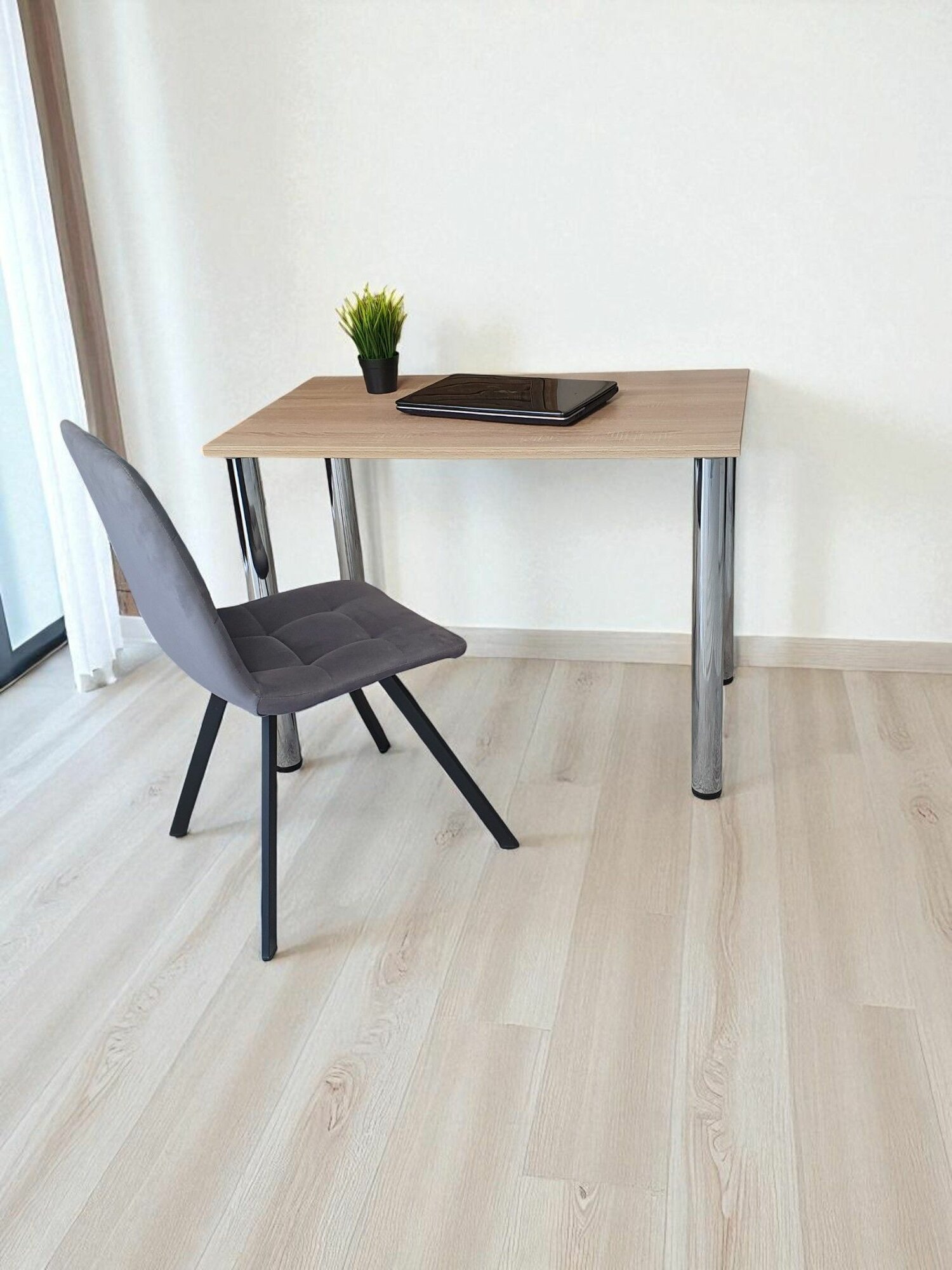 Стол компьютерный/ цвет Дуб Сонома, 100*60 см. Ножки хром.