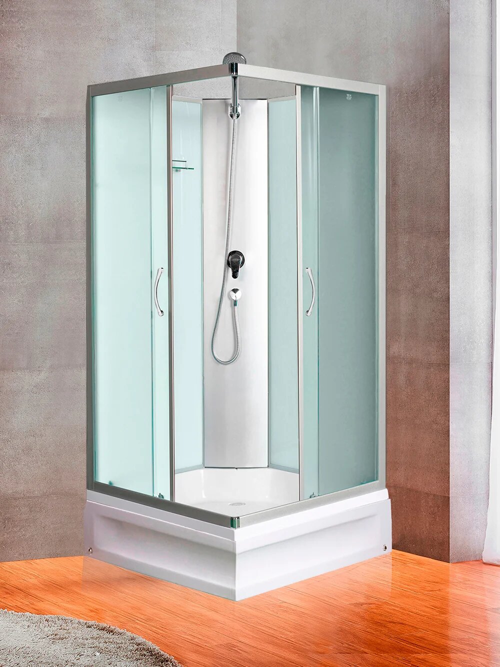 Душевая кабина River Quadro 100/80/24 МТ открытая, стекло матовое, профиль хром матовый