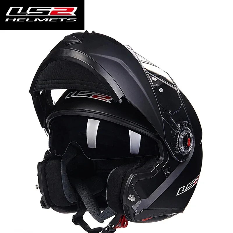 LS2 оригинальный мотоциклетный шлем с двойными линзами, модульный шлем LS2 FF370, шлемы для мотокросса, гоночные шлемы, XL, Черный, Унисекс