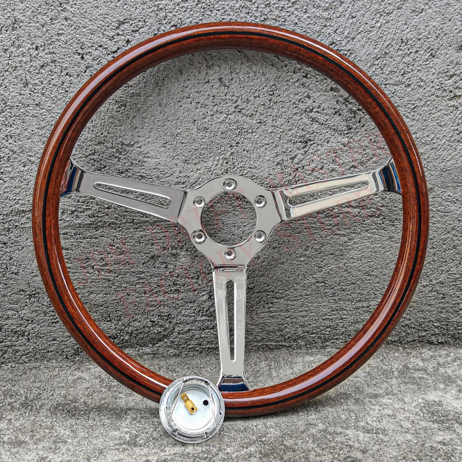 Универсальный 380 мм 15 "классический винтажный деревянный руль из АБС-пластика, спортивный руль для гоночных автомобилей, аксессуары, Chrome