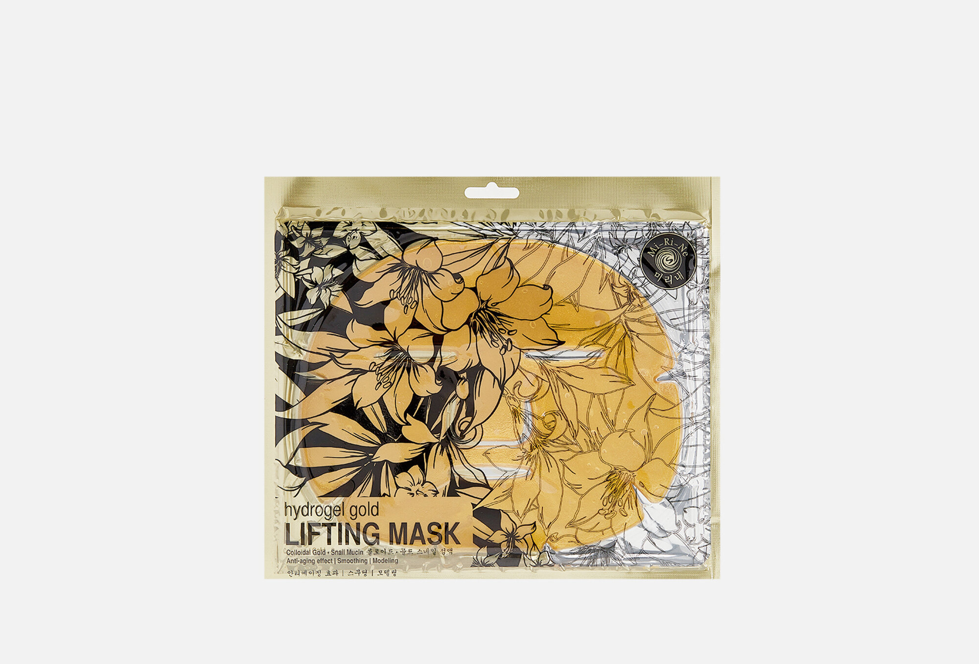 Гидрогелевая лифтинг-маска для лица MI-RI-NE Коллоидное золото и муцин улитки 23 мл