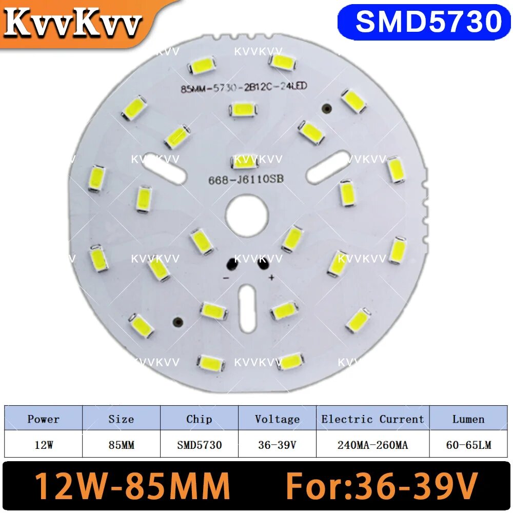 Светодиодный чип SMD5730 12W 36-39V 85MM Warm White