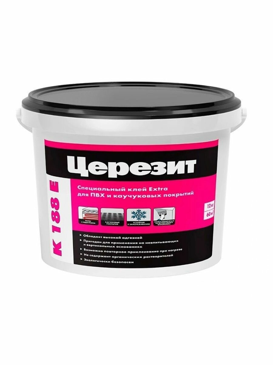 Клей для ПВХ и напольных покрытий экстра Церезит K188Е (12кг)