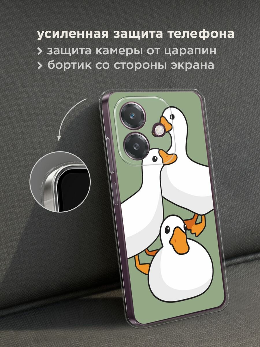 Силиконовый чехол на Oppo A3/A3x / Оппо А3/A3x с принтом "Утиное трио" — фото 1