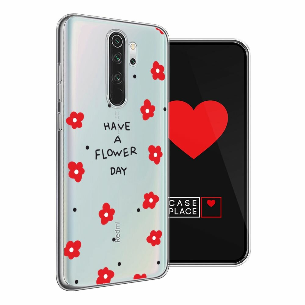 Чехол на Xiaomi Redmi Note 8 Pro / Сяоми Редми Нот 8 Про с принтом "Have a flower day 2", прозрачный — фото 1