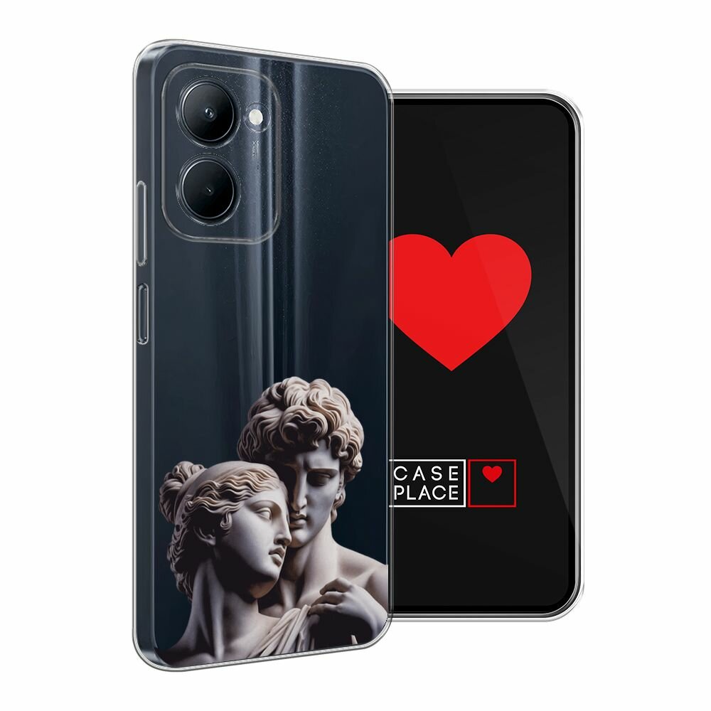 Чехол на Realme C33 / Реалми С33 с принтом "Нежные скульптуры - 14 февраля", прозрачный — фото 1
