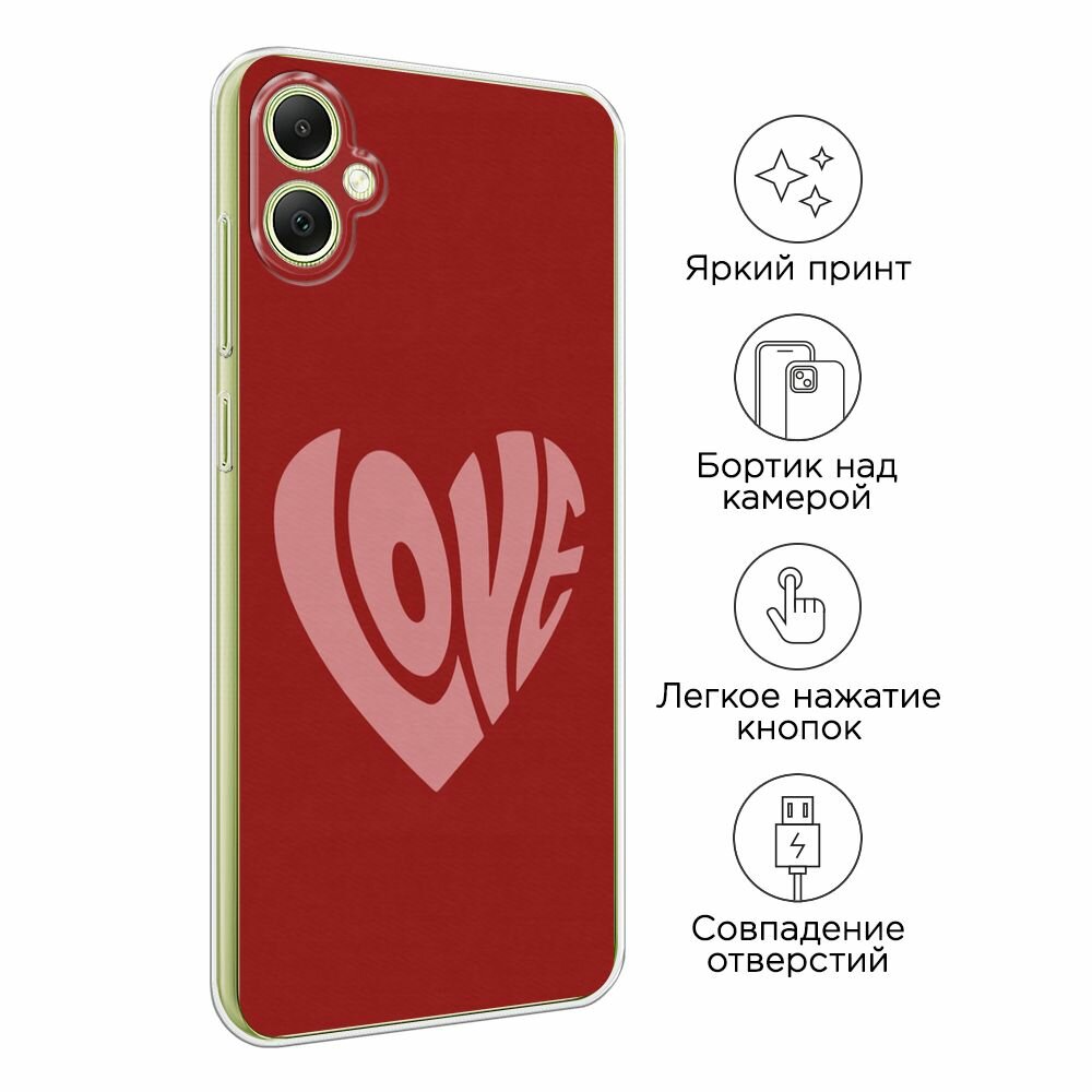 Чехол на Samsung Galaxy A05 / Самсунг Галакси A05 с принтом "Love heart 1 - 14 февраля" — фото 1