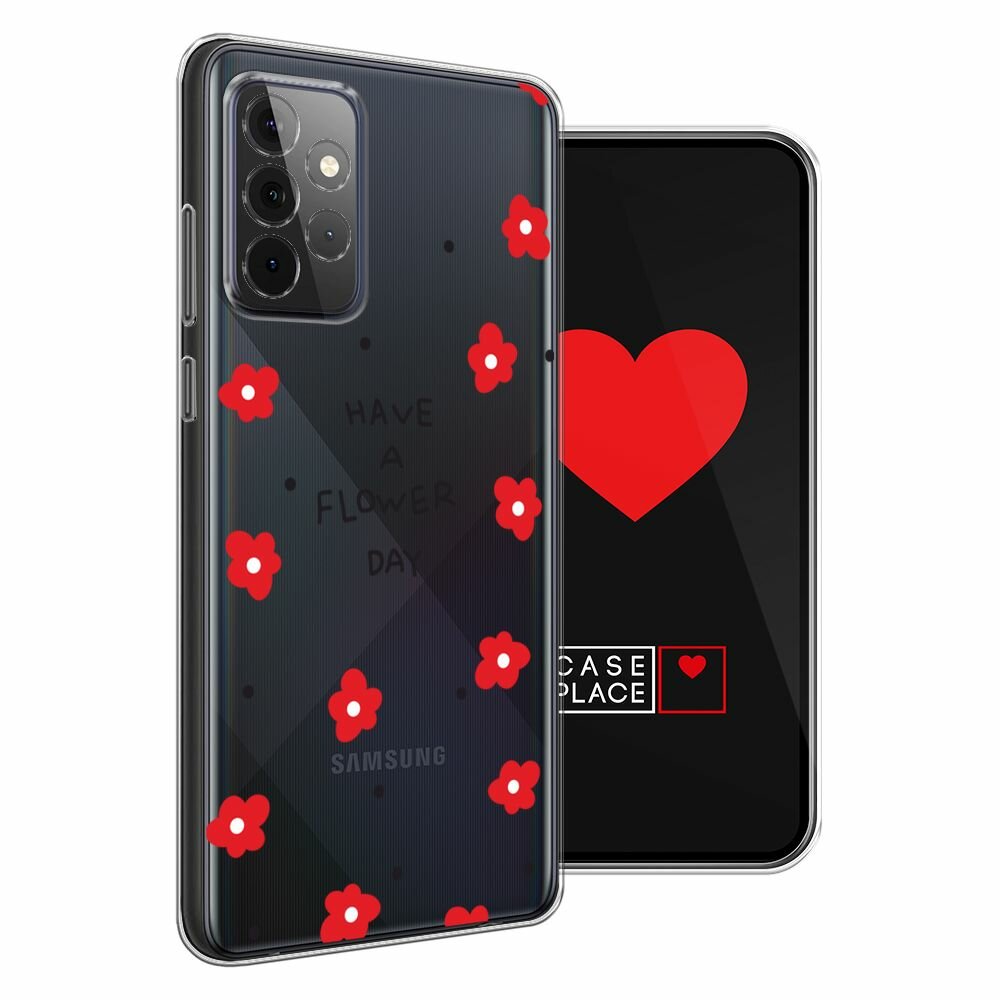Чехол на Samsung Galaxy A72 / Самсунг Галакси А72 с принтом "Have a flower day 2", прозрачный — фото 1