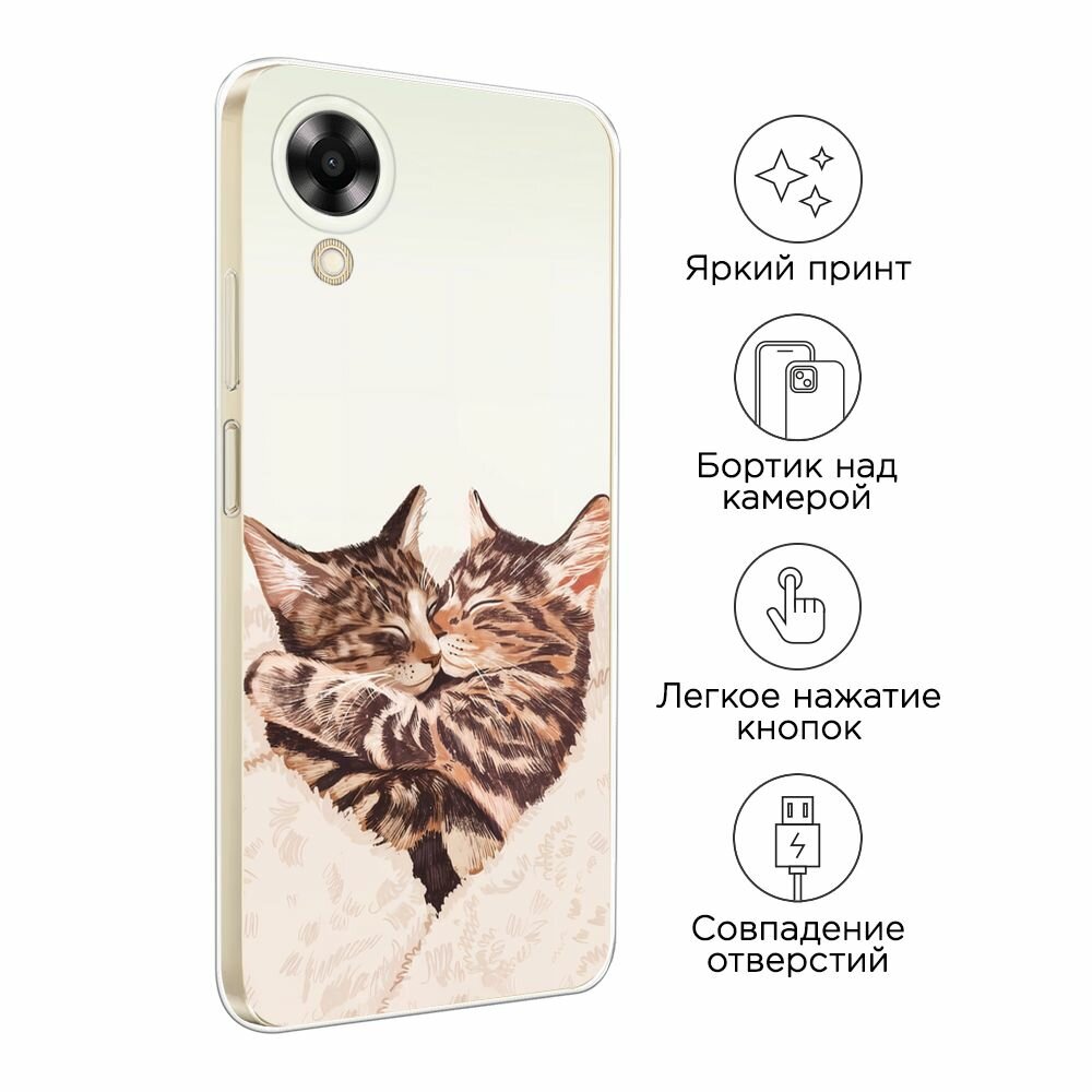 Чехол на Oppo A17K / Оппо A17K с принтом "Влюбленные котейки - 14 февраля" — фото 1