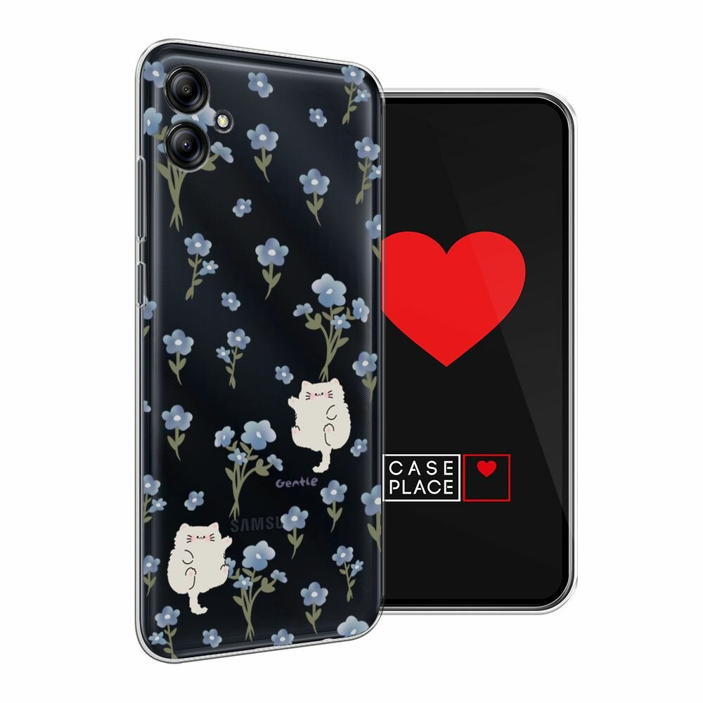 Чехол на Samsung Galaxy A04e / Самсунг A04e с принтом "Gentle cats", прозрачный — фото 1