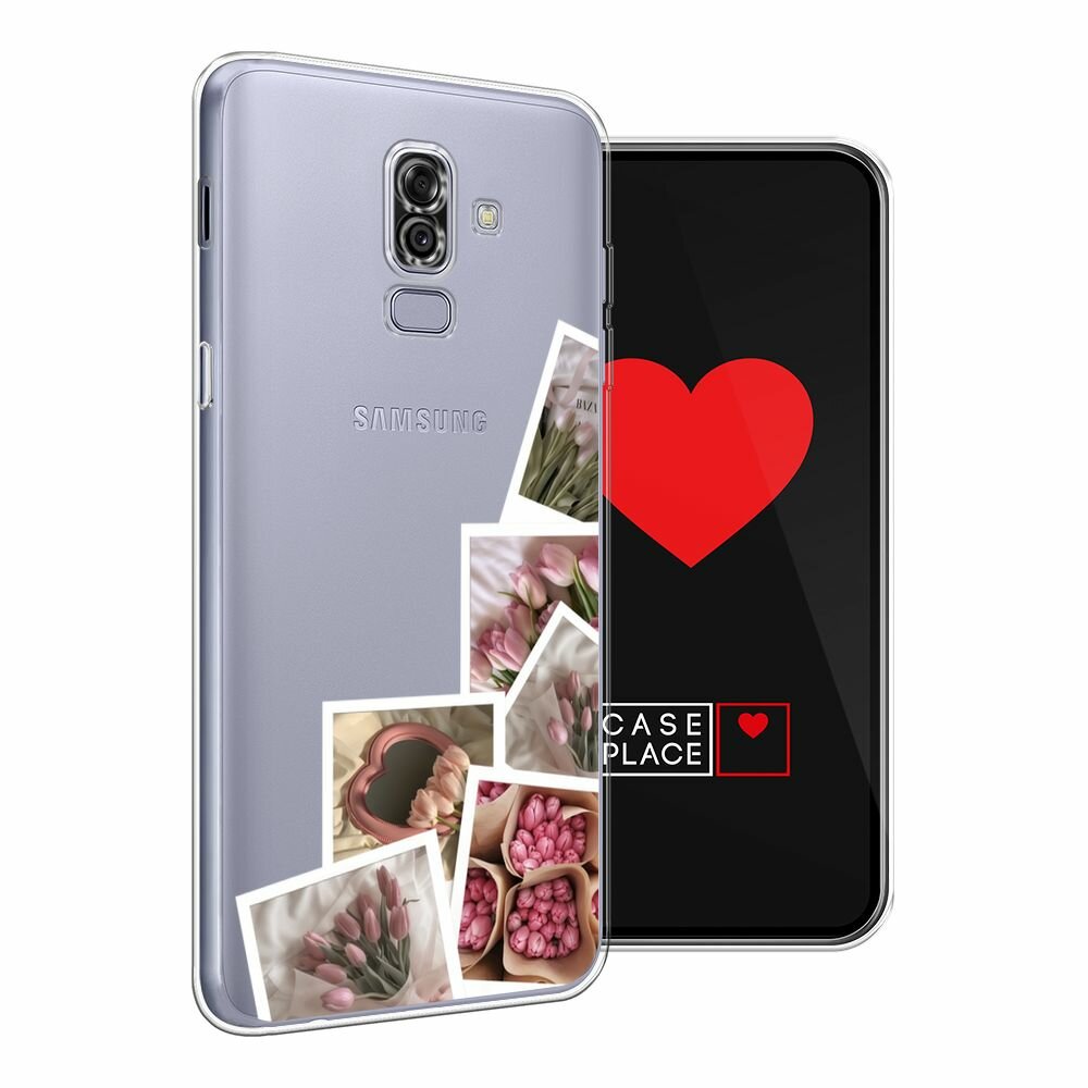 Чехол на Samsung Galaxy J8 / Самсунг Галакси Джей 8 с принтом "Весенние фото - 8 марта", прозрачный — фото 1