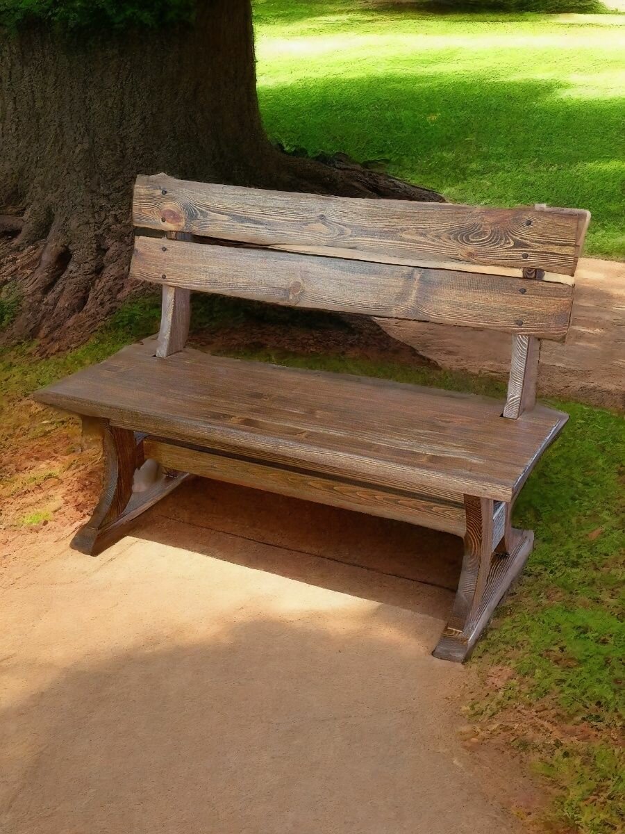 Скамья деревянная Ирбея №14, 160х54х95 см. натуральное дерево, массив сосны