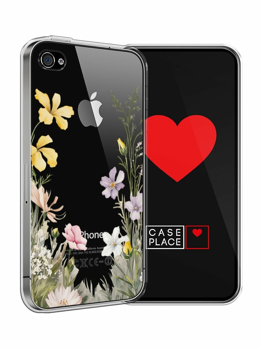 Чехол на Apple iPhone 4/4S / Айфон 4/4S с принтом "Летний винтаж 2", прозрачный — фото 1