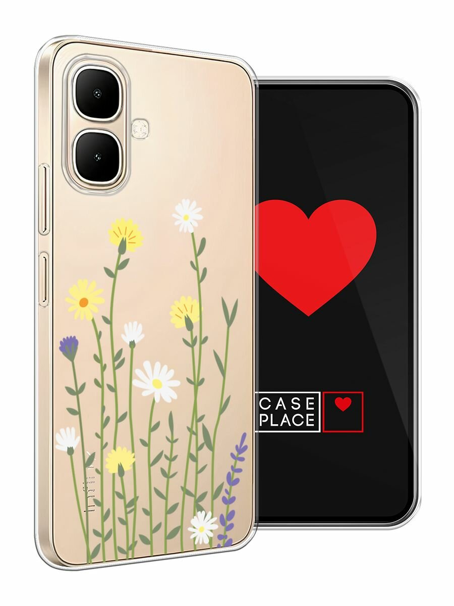 Чехол на Infinix Smart 10 / Инфиникс Смарт 10 с принтом "Пучок полевых цветов", прозрачный — фото 1