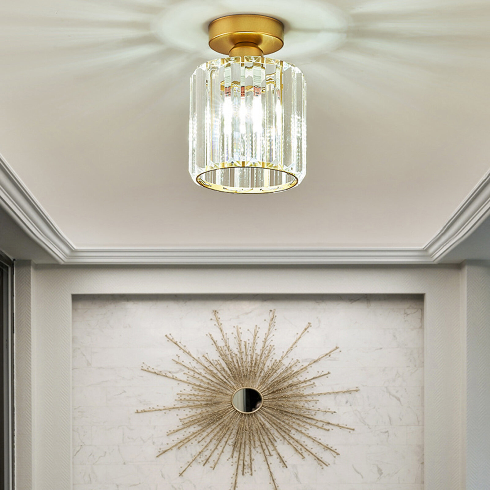 Современный хрустальный потолочный светильник, примыкающий к потолку, светильник для прихожей, спальни, ванной комнаты, прихожей, балкона, коридора с цоколем E27 (лампочка в комплект не входит)