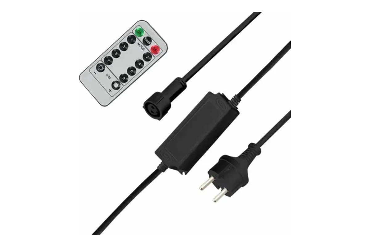 Контроллер с радиопультом для уличных гирлянд Сеть и Твинкл, черный Neon‑Night