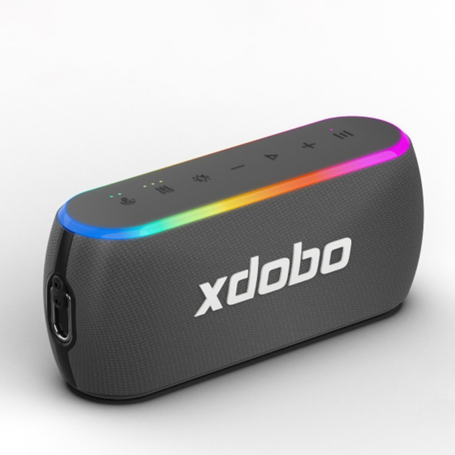 Колонка Bluetooth XDOBO X8 III черного цвета с водонепроницаемостью IPX7, сабвуфером, RGB светодиодной лентой, поддерживающая 4 режима воспроизведения: Bluetooth, TF карта, USB флешка, AUX, мощность 60Вт, Bluetooth 5.3, время работы до 12 часов