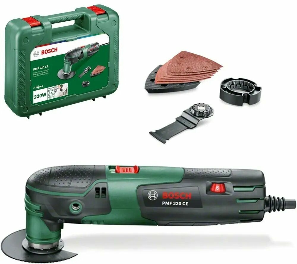 Многофункциональный Инструмент(реноватор) сетевой Bosch PMF 220 CE Basic, 0603102020