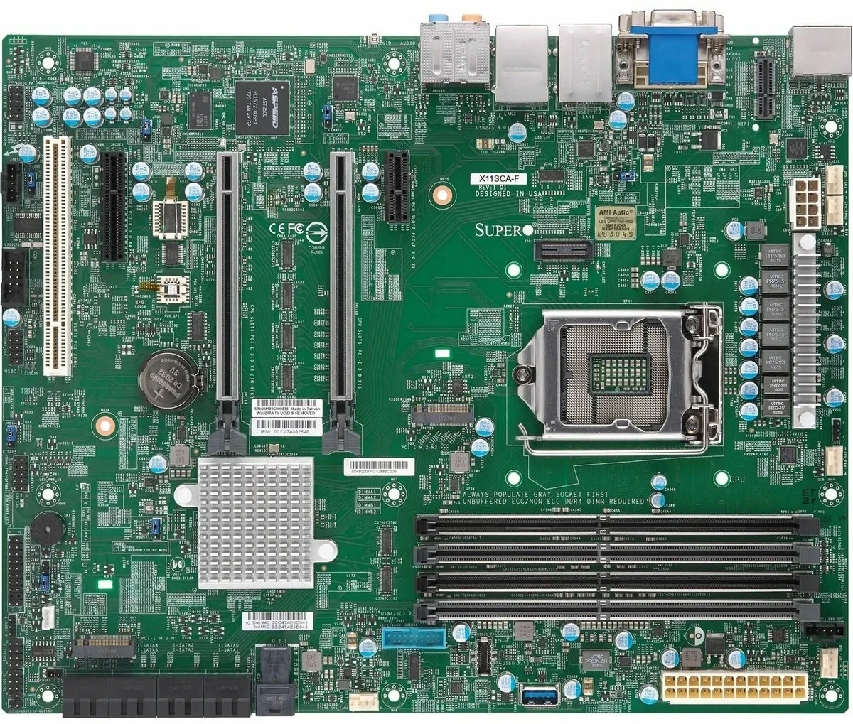 Материнская плата Supermicro MBD-X11SCA-F-B ATX LGA1151 Intel C246 4x (128ГБ)