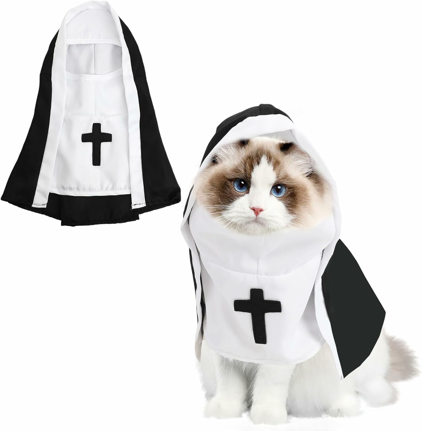 DINGXIAN Костюм монахини для питомцев, Наряды для кошек и собак на Хэллоуин, Смешная одежда для косплея на Рождество и вечеринки (Размеры S, M, L)