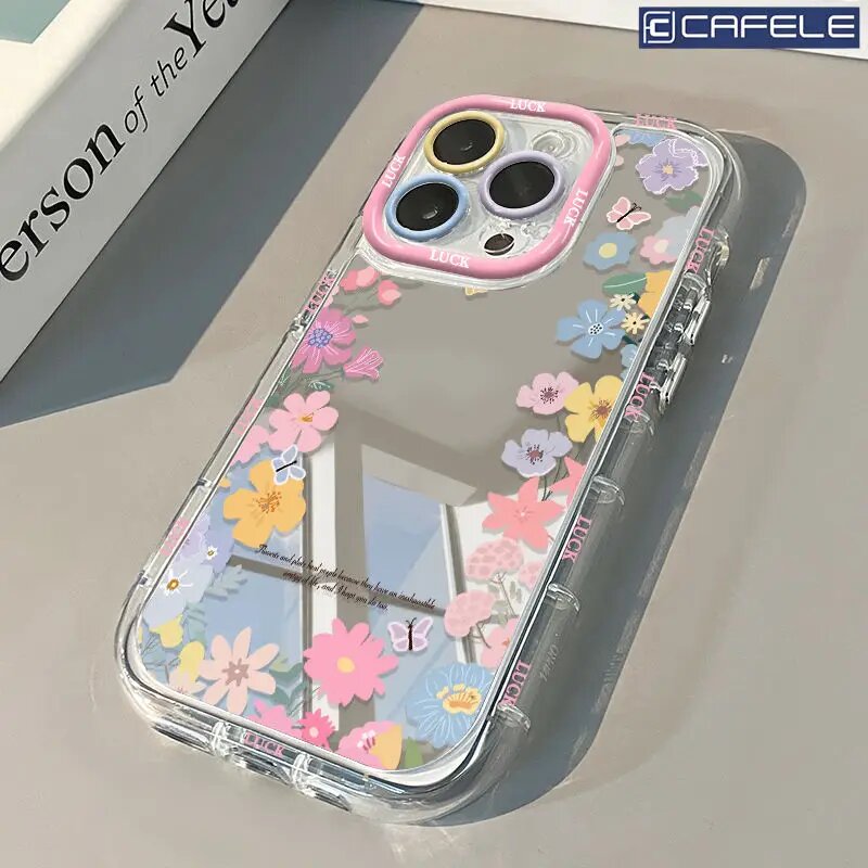 Чехол для iPhone 16 Pro, Цвет A1, прозрачный с цветами