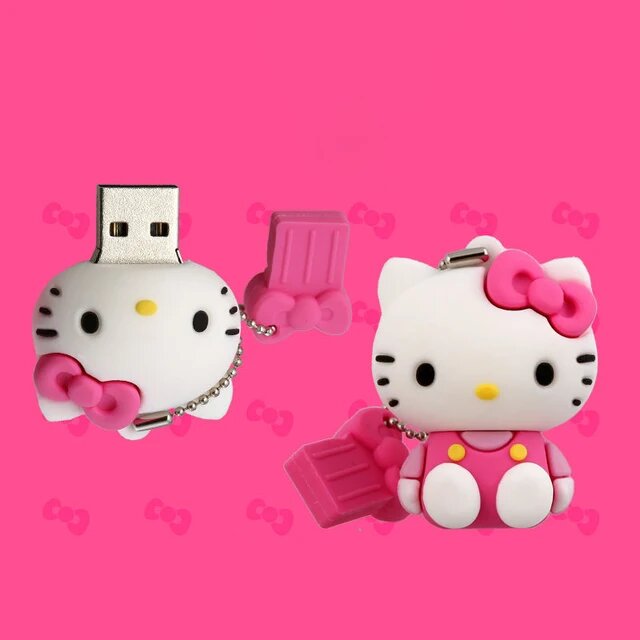 Милая розовая флешка Hello Kitty в мультяшном стиле Харадзюку, брелок для женской сумки, креативный брелок для компьютерной флешки 4G, украшение для подарка на день рождения.