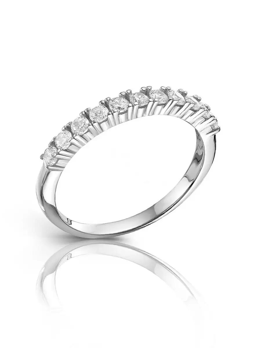 Кольцо тонкое, дорожка, серебро, 925 проба, фианит