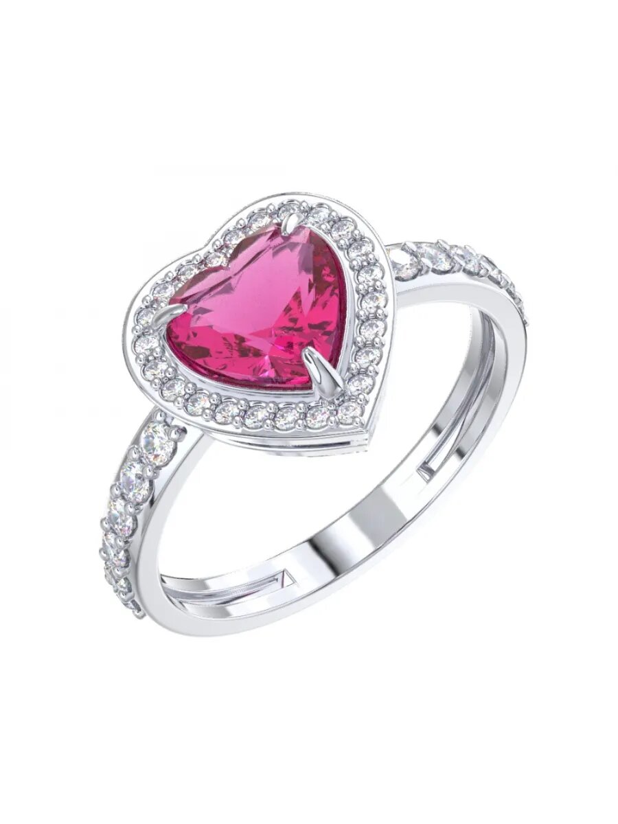 Кольцо тонкое, серебро, 925 проба, родирование, фианит