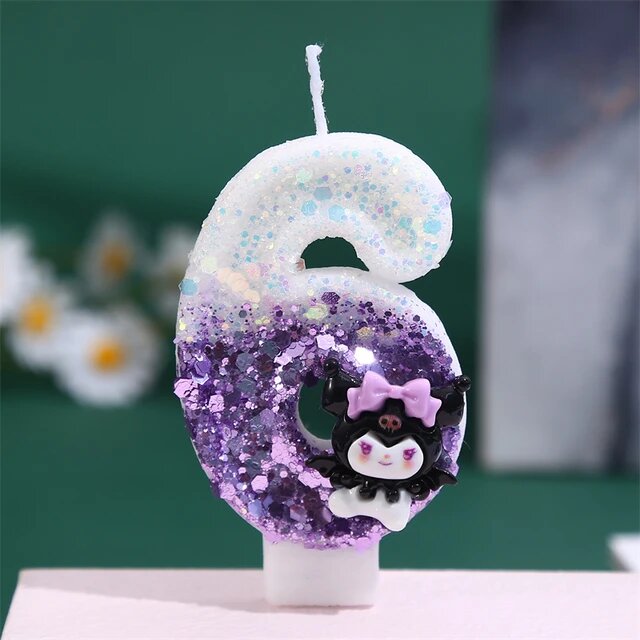 Цифровая мультяшная Куроми фиолетовая цифровая вечеринка ручной работы, торт ко дню рождения, свечной торт, плагин для вставки, намазка на торт