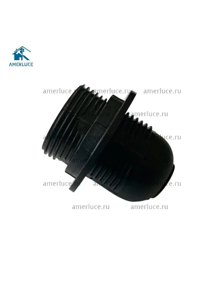 Патрон для лампочек Е27 резьбовой M10x1 с внешней резьбой с кольцом, T210, цвет Чёрный 1 шт