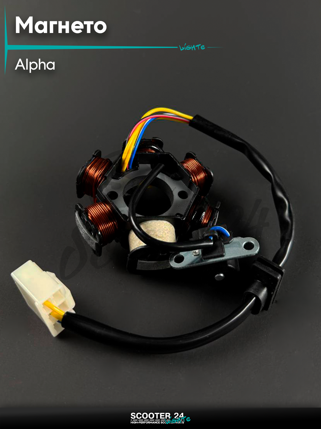 Генератор (магнето) на мопед и мотоцикл ALPHA DELTA / Альфа Дельта (5+1 катушки) ACTIVE 139FMB