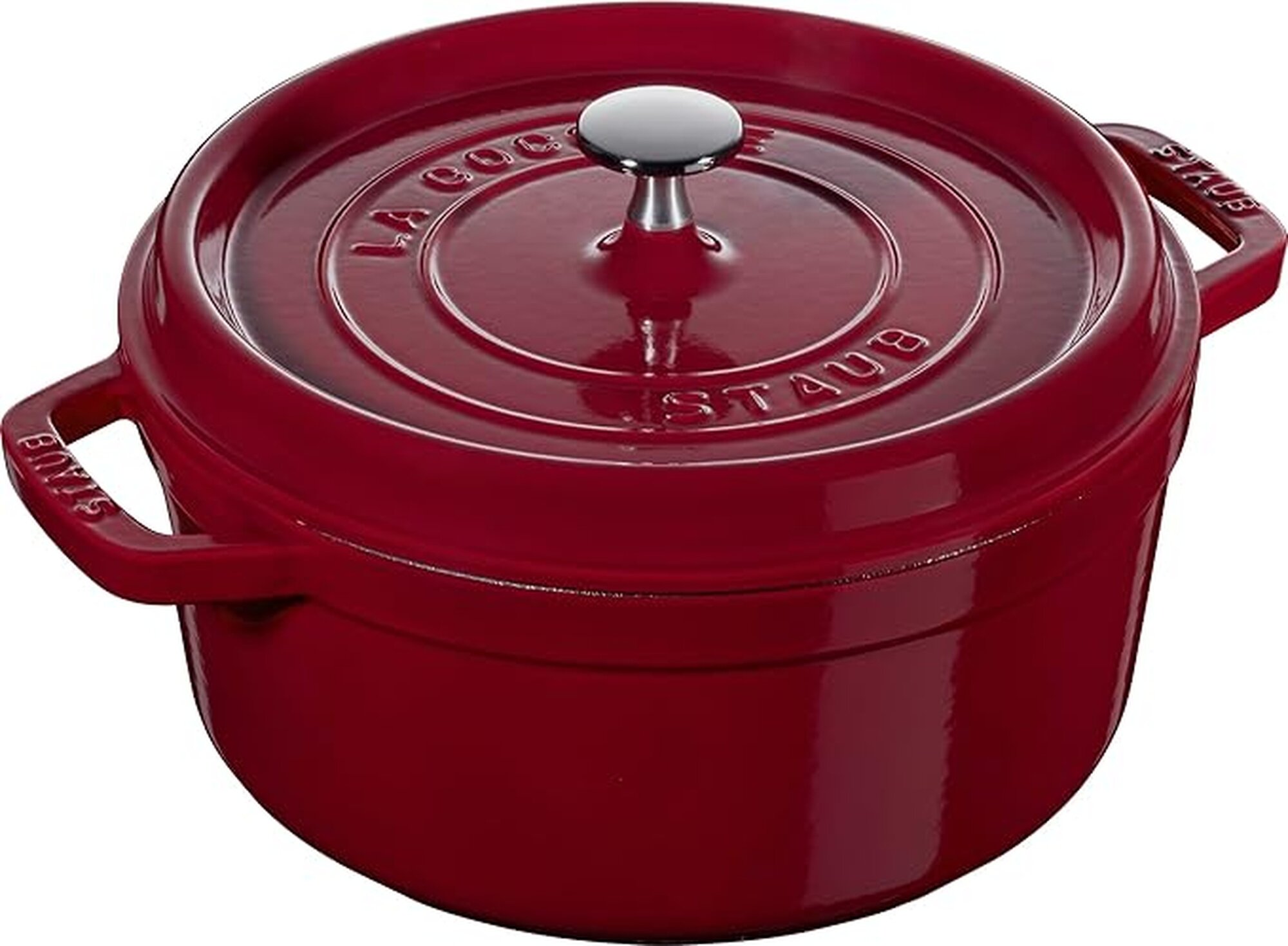 Кастрюля с крышкой STAUB La Cocotte, чугунная, диаметр 24 см, цвет бордовый, 1003576